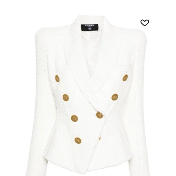 Balmain | Jackets & Coats | Balmain White Doublebreasted Blazer | Poshmark